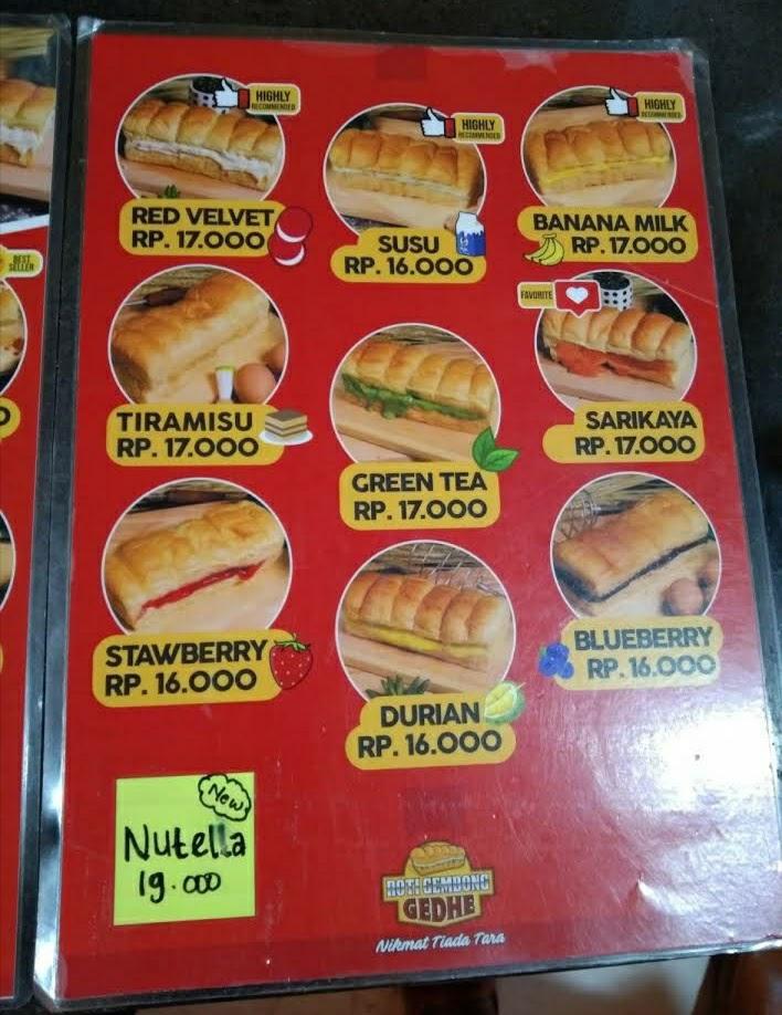 Menu at Roti Gembong Gedhe Pedurungan Fatmawati, Semarang