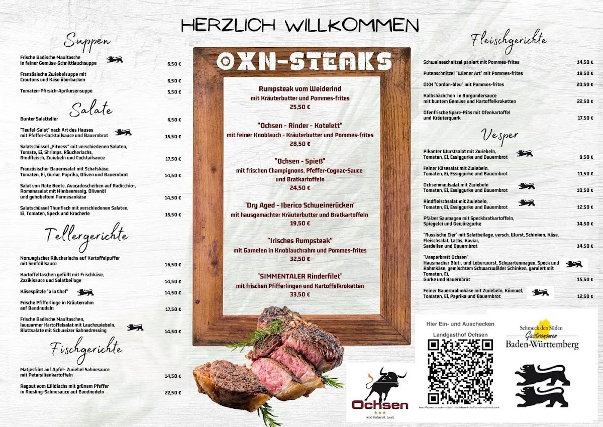 Speisekarte von Landgasthof Ochsen Sinzheim restaurant, Sinzheim