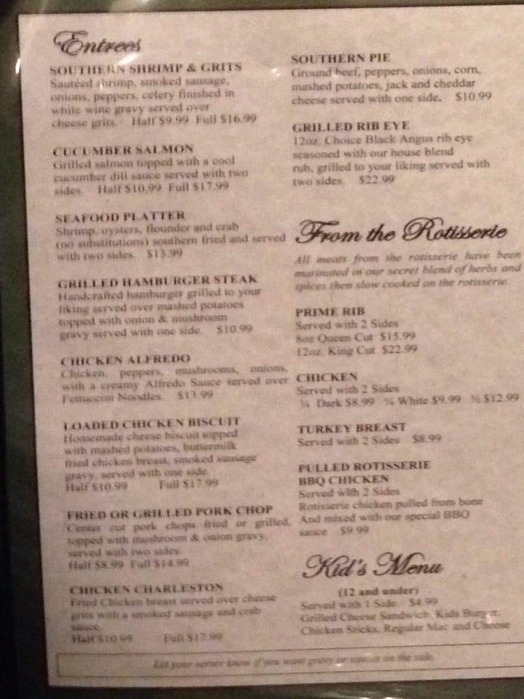 Menu at Simply Southern Bistro restaurant, Sumter