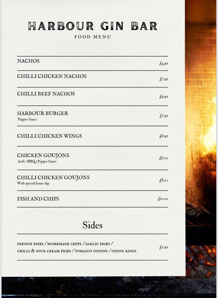 Menu at The Harbour Bar, Portrush