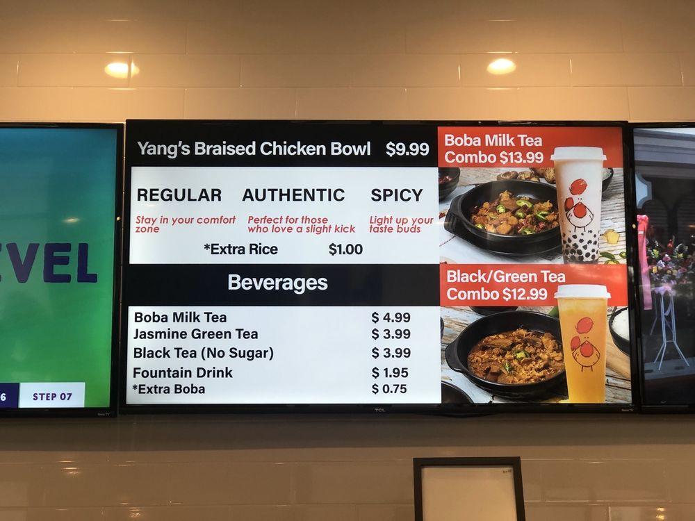 Menu at Yang's Braised Chicken Rice restaurant, Buena Park