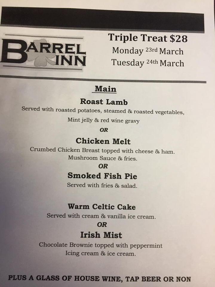 Carta de Barrel Inn, Auckland