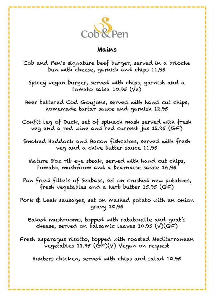 Menu at Cob & Pen pub & bar, Fareham