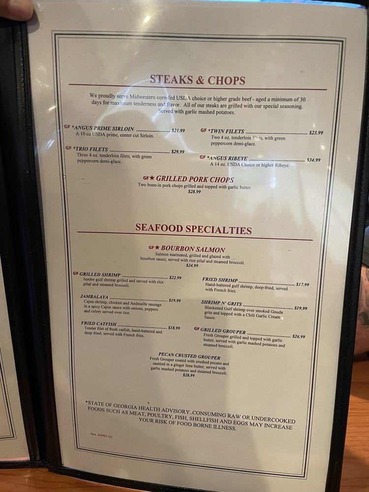 Menu at Malone's pub & bar, Atlanta, Virginia Ave