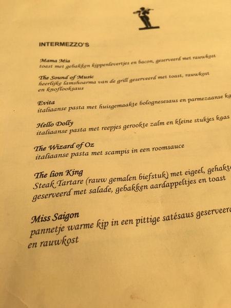 Menu at Ópera cafe, Altea