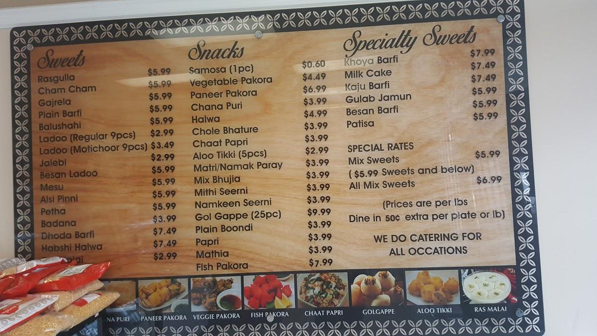 Menu at Pak Punjab Sweets & Samosa House restaurant, Surrey