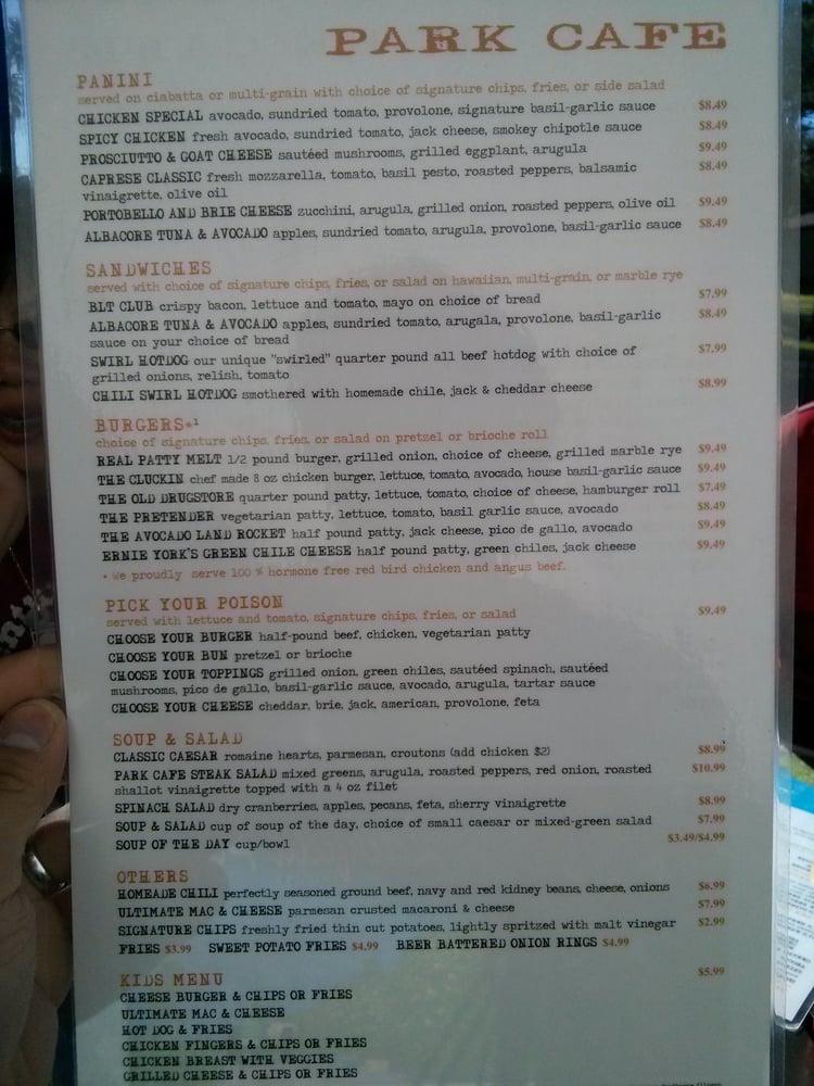 Menu at Park Cafe, Litchfield Park