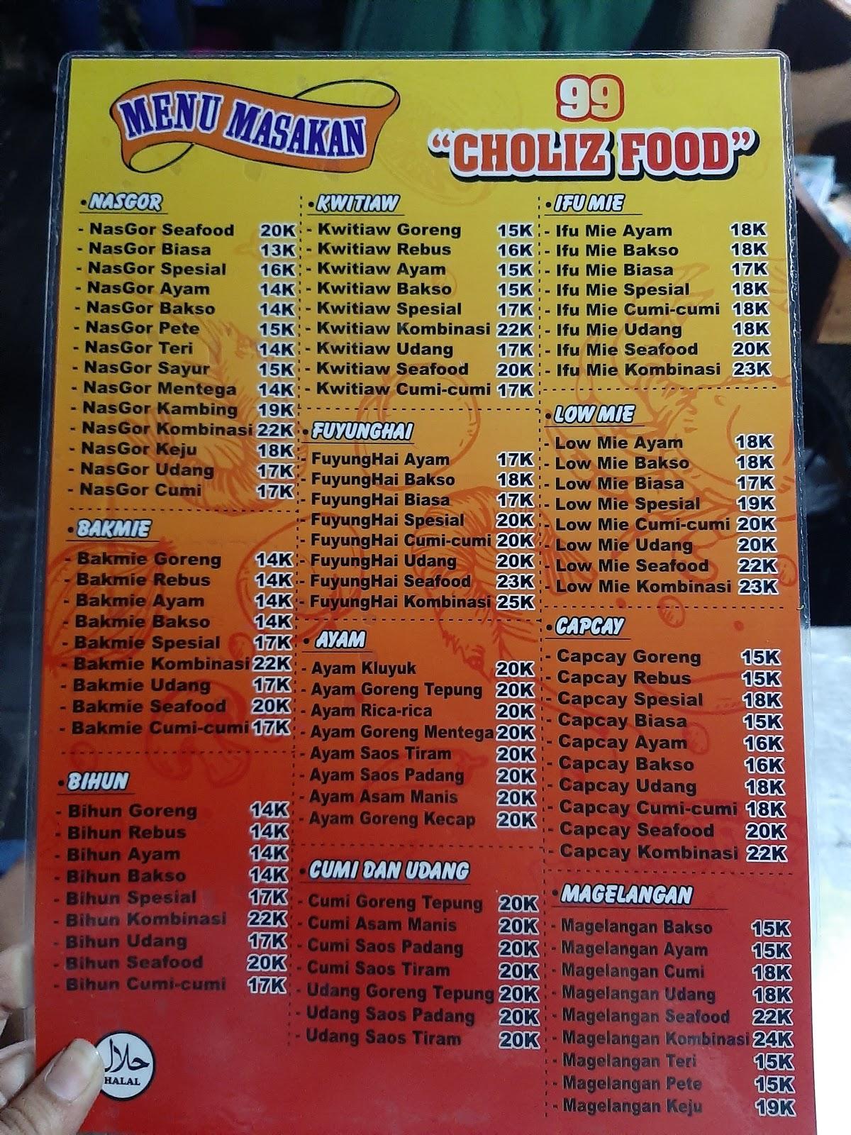 Menu at 99 Choliz Food, Bantul