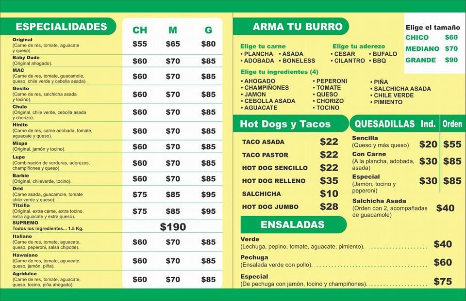 Menu at Asadero Mundo Percherón restaurant, Hermosillo