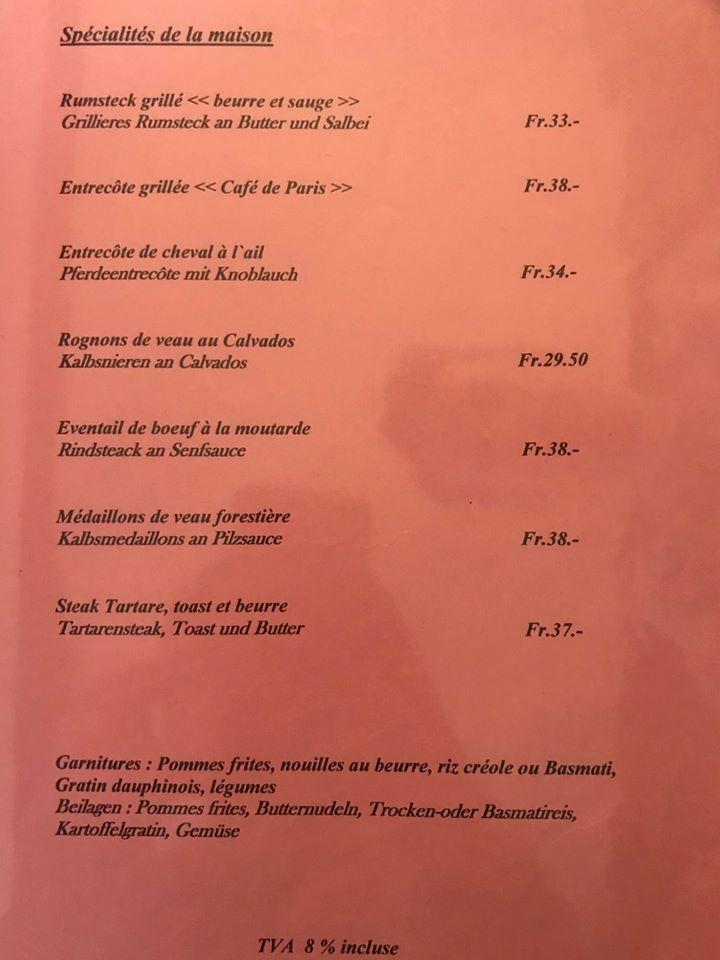 Menu au Cheval Blanc, Orvin