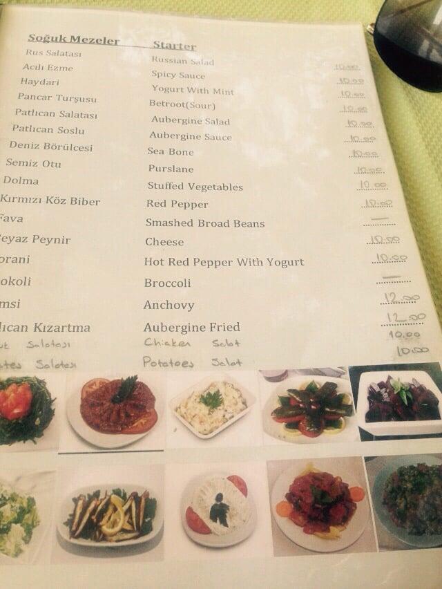 Menu at Deniz Restoran, Karasu