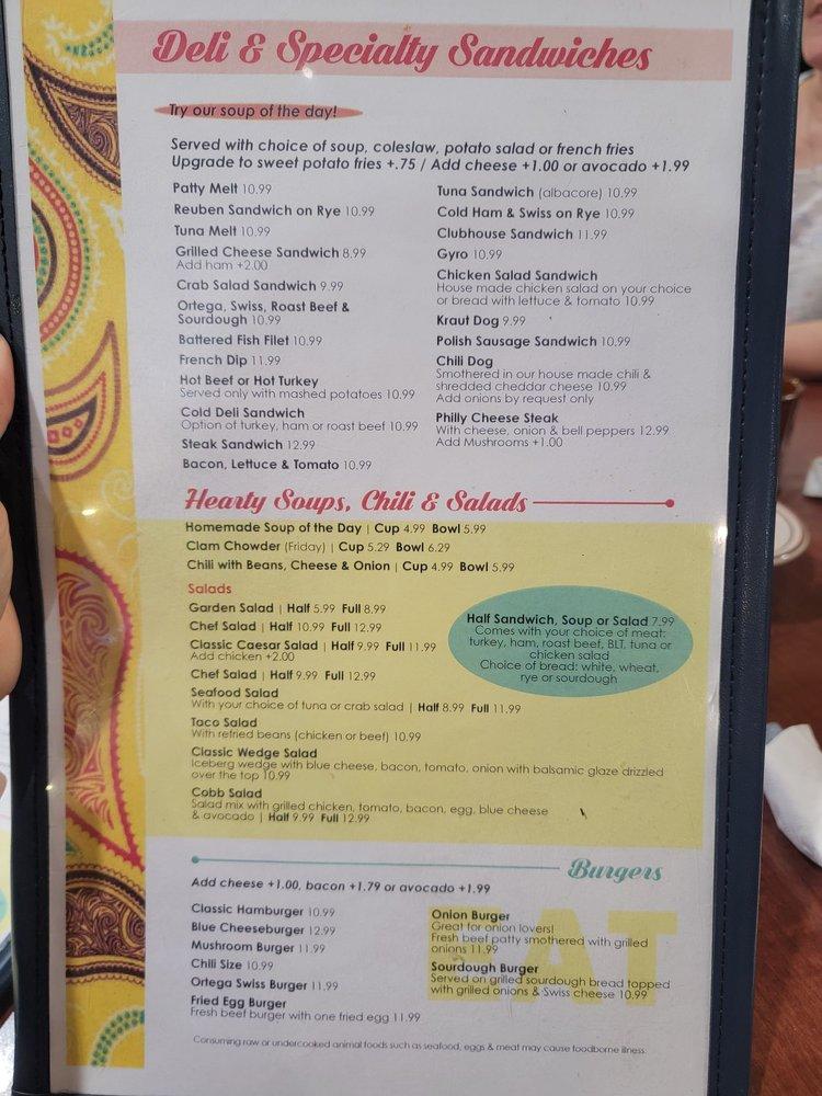 Menu at Foothills Eatery restaurant, Yuma
