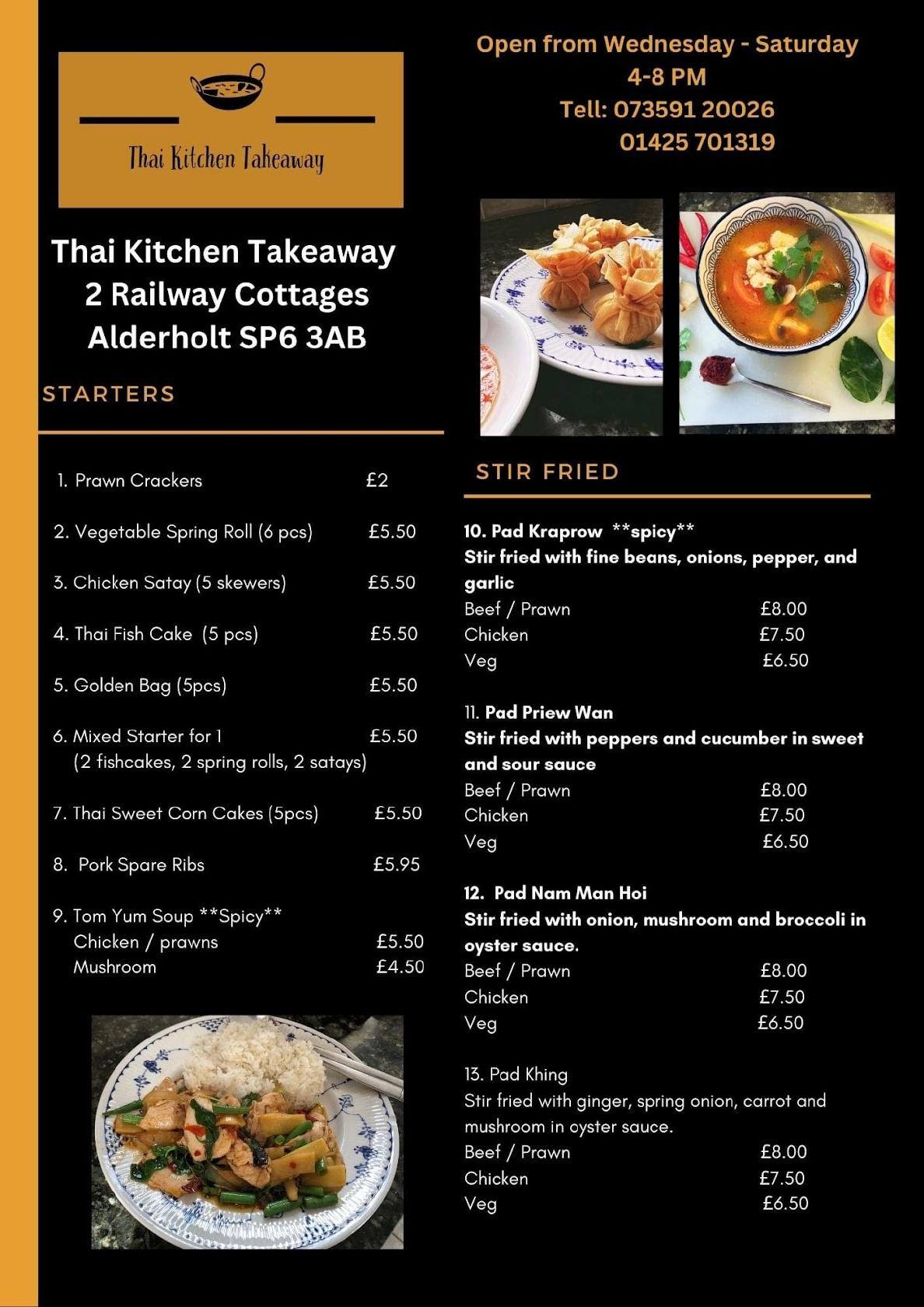 Menu at Thai Kitchen Takeaway & restaurant, Fordingbridge