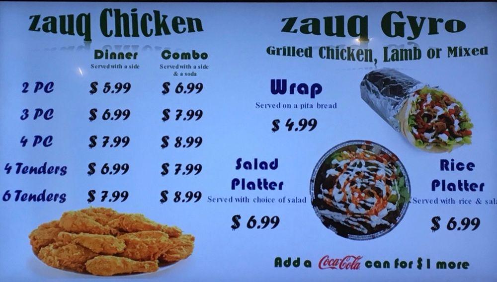 Menu at Zauq Halal Kitchen restaurant, Woodlawn