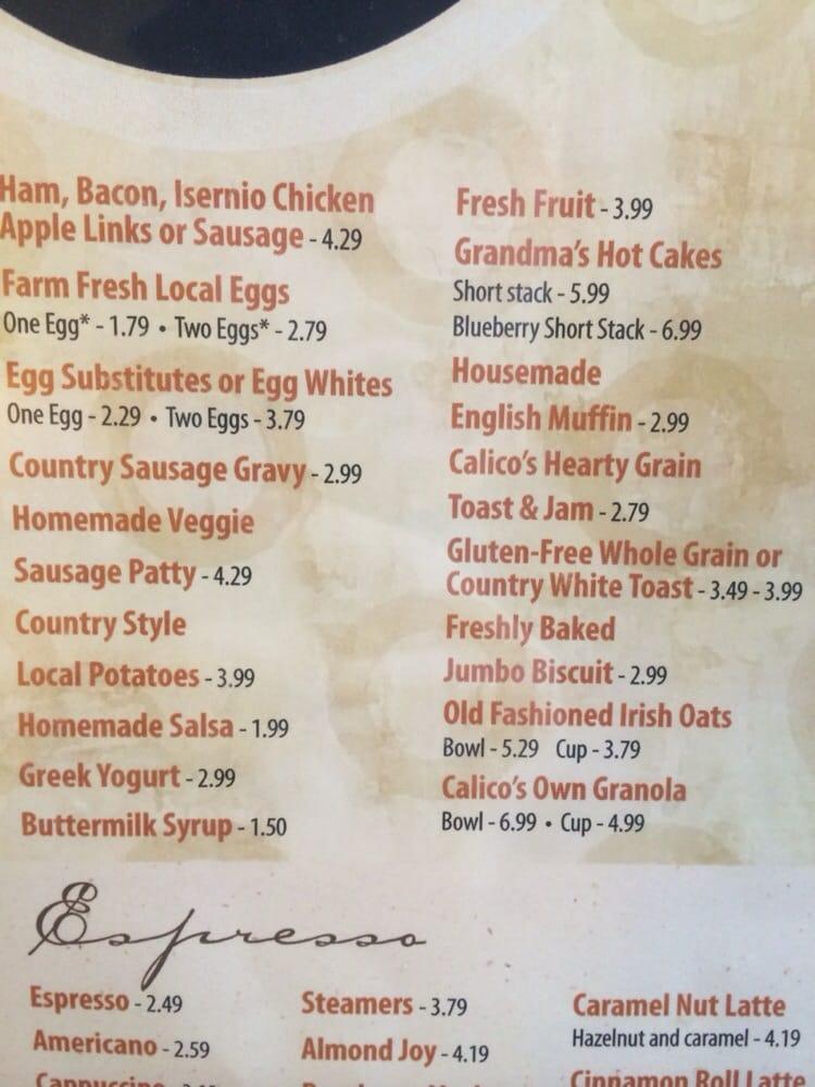 Menu at Calico Cupboard Old Town Cafe, La Conner