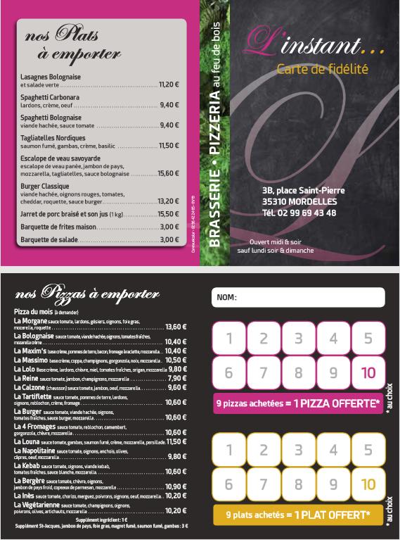 Menu at L'instant restaurant, Mordelles