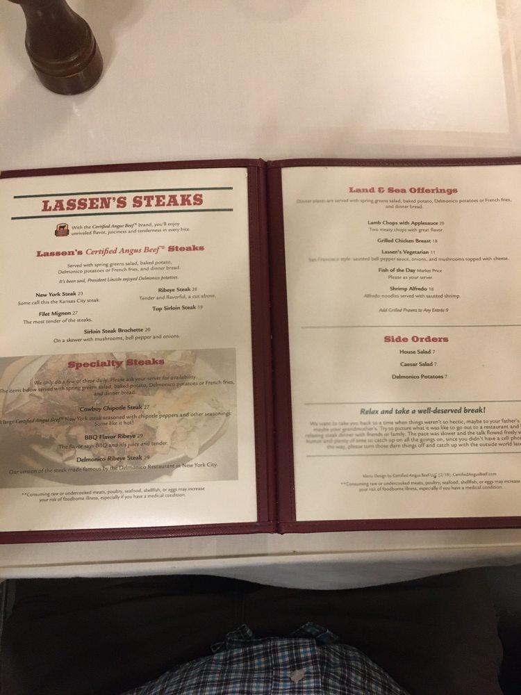Menu at Lassen Steak House steakhouse, Susanville