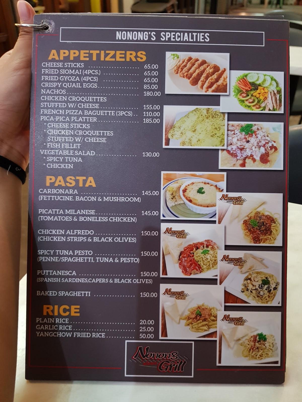 Carta del restaurante Nonong's Grill outlet-chabz, Dávao