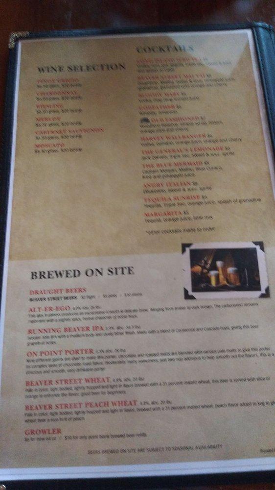 Menu at Beaver Street Tap Room pub & bar, Corydon
