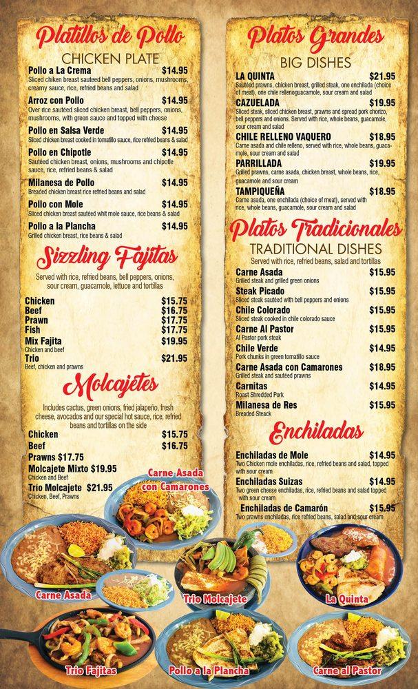 Menu at La Hacienda San Rafael restaurant, San Rafael