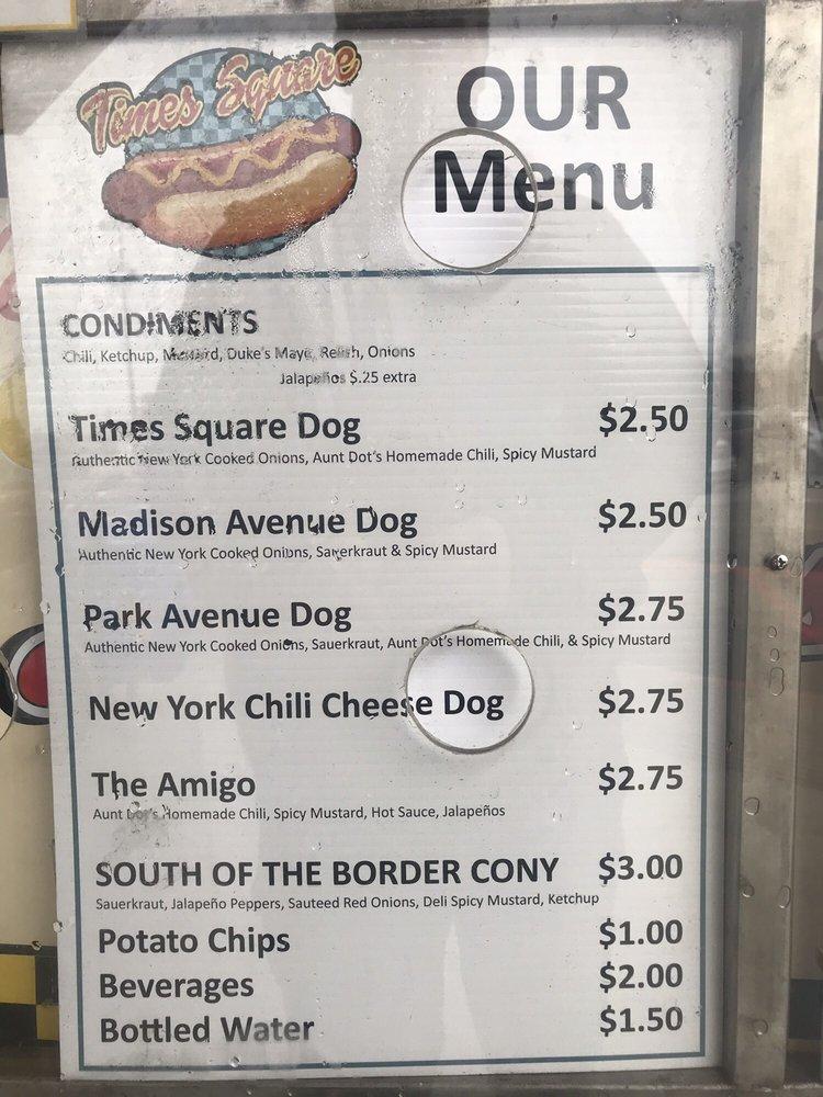 Menu at Times Square Hot Dogs, Spartanburg