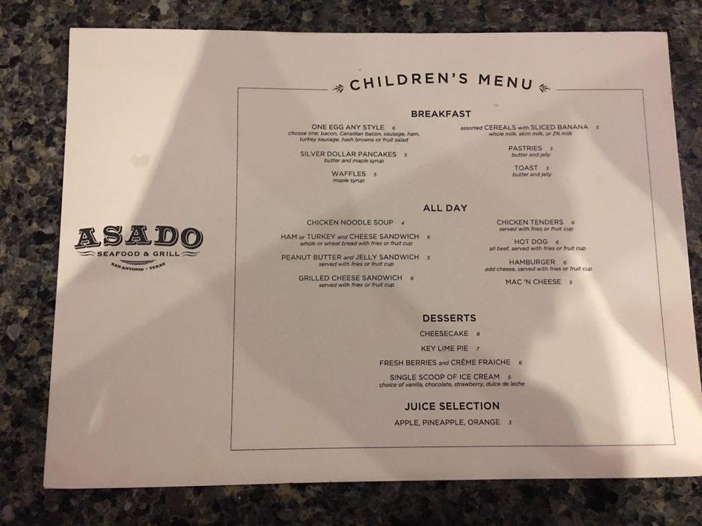 Menu at Asado Seafood & Grill pub & bar, San Antonio