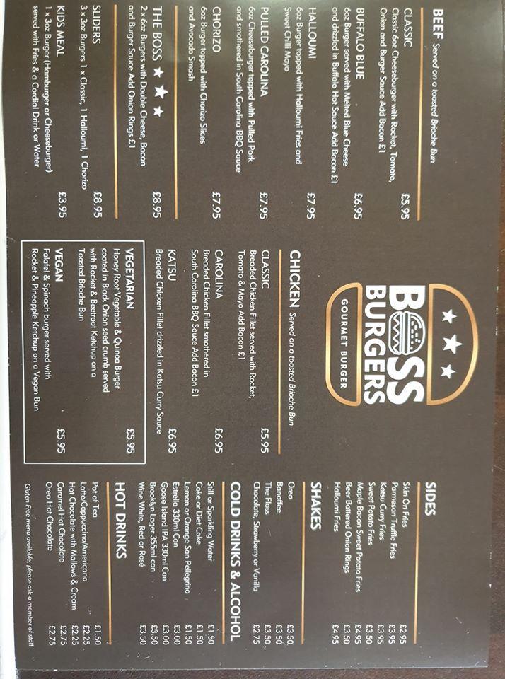 Menu at Boss Burgers Liverpool restaurant, Liverpool