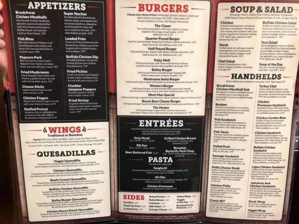 Menu at BreakAway Sports Pub & Grill, Navarre