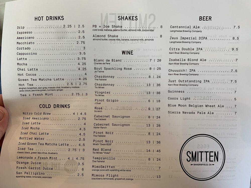 Menu at Cafe Smitten, Bakersfield