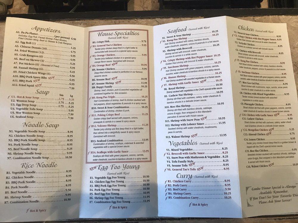 Menu at First Wok restaurant, Colorado Springs
