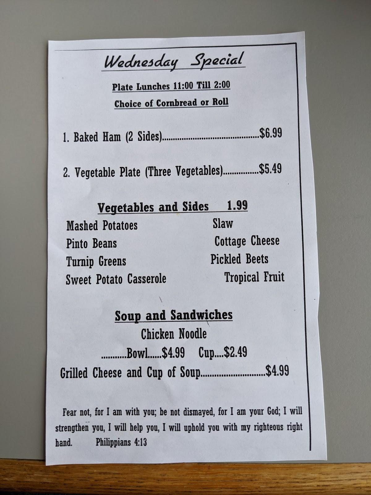 Menu at Jefferson Fountain restaurant, Oak Ridge