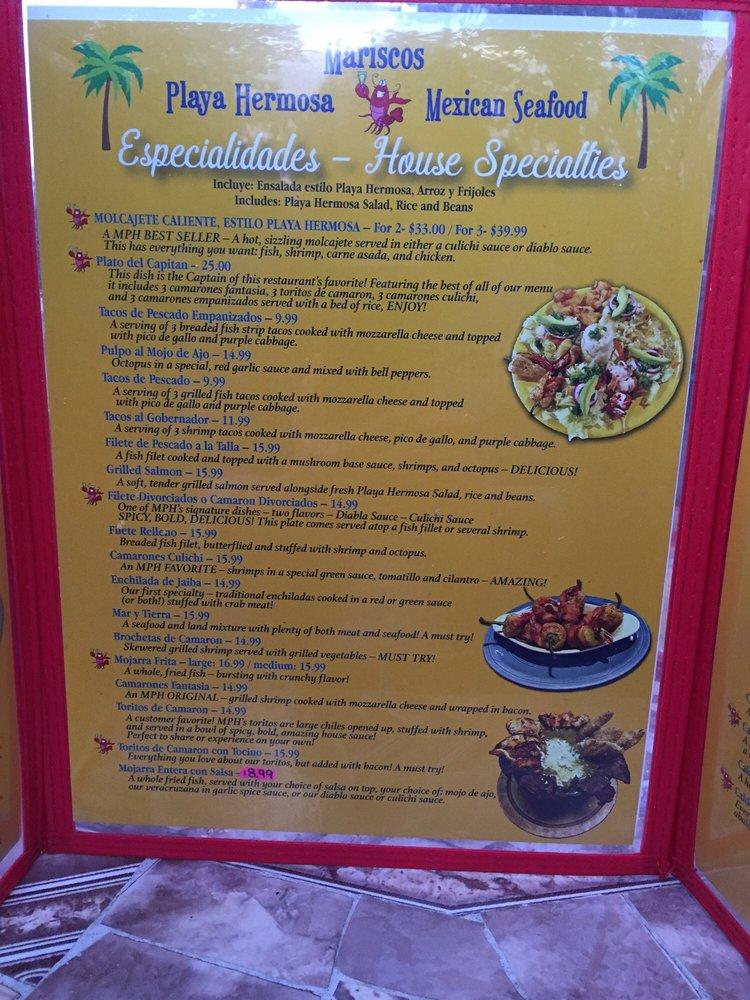 Menu at Mariscos Playa Hermosa pub & bar, Phoenix