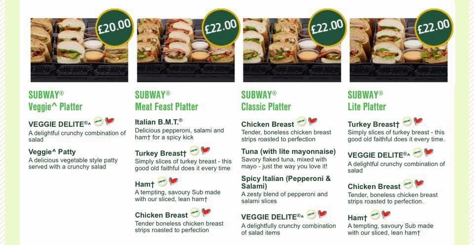 Menu at Markham Vale Subway, Staveley, Markham Lane