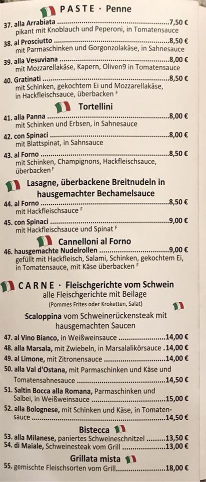 Menu at Pizzeria Da Franco, Cologne