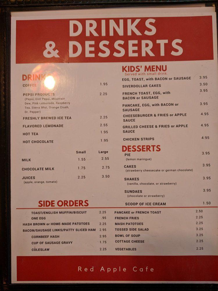 Menu at Red Apple Cafe, Muncie