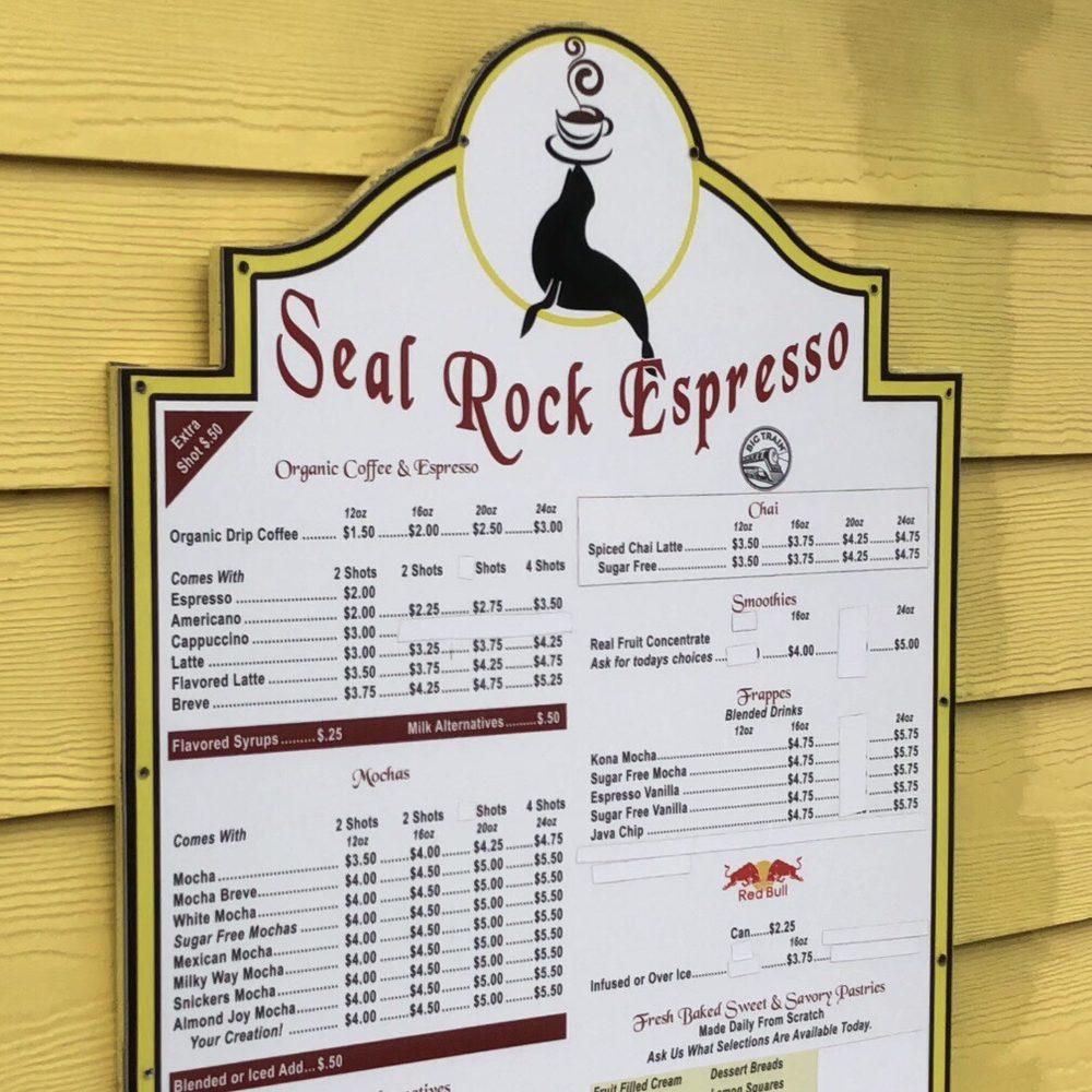 Menu at Seal Rock Espresso & Bakery, Seal Rock