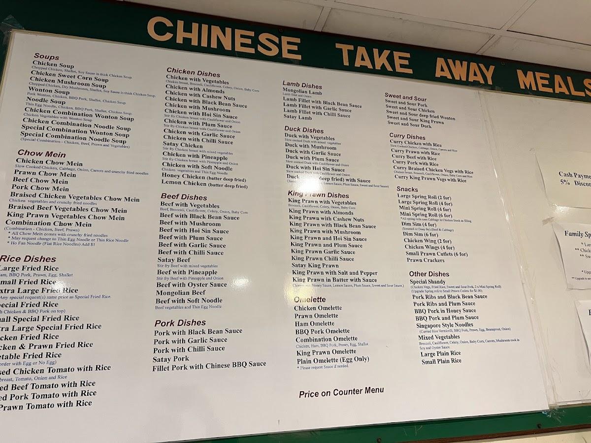Menu at Tin Tin Chinese Takeaway restaurant, Kingston