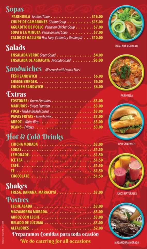 Menu at El Ancla restaurant, New York City