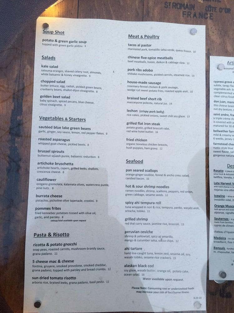 Menu at Va de Vi Bistro & Wine Bar, Walnut Creek