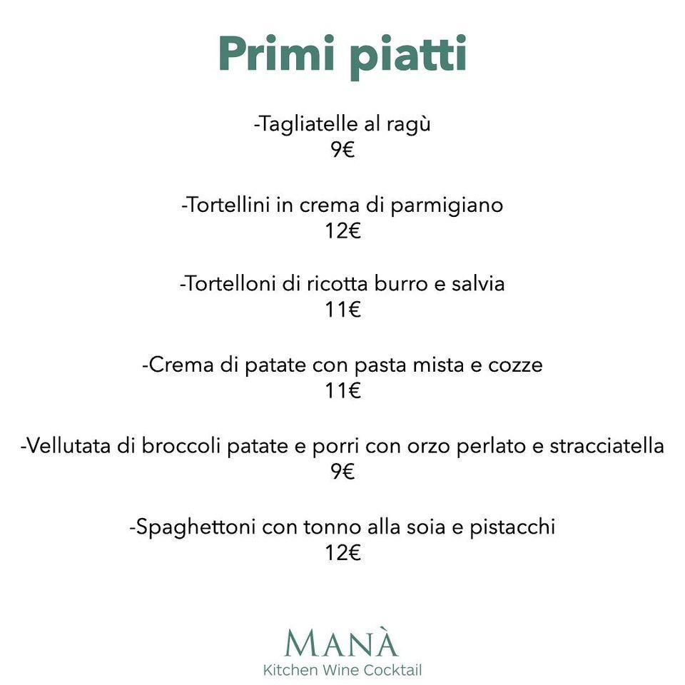 Menu at Bar Manà Modena, Modena