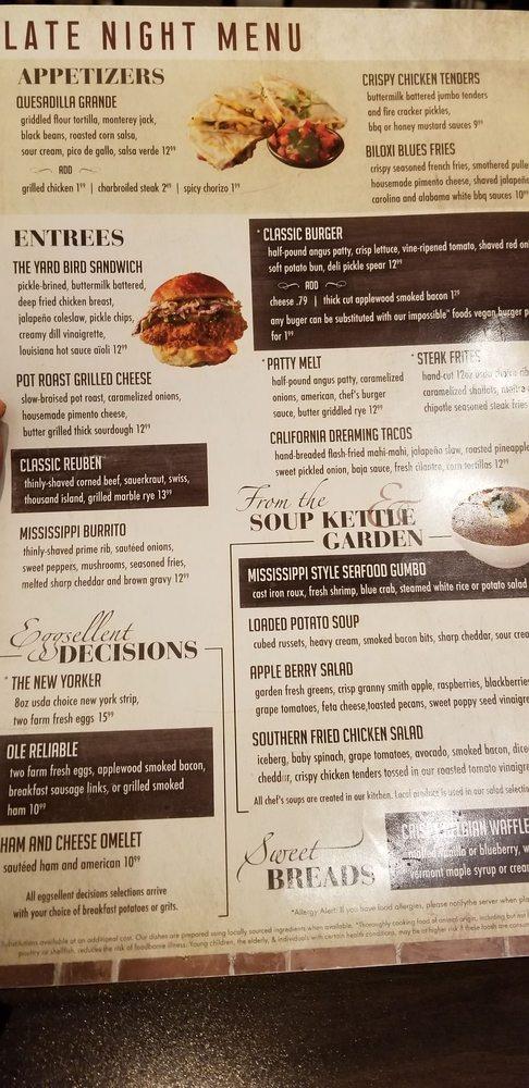 Menu at Bayview Cafe, Biloxi, 850 Bayview Ave