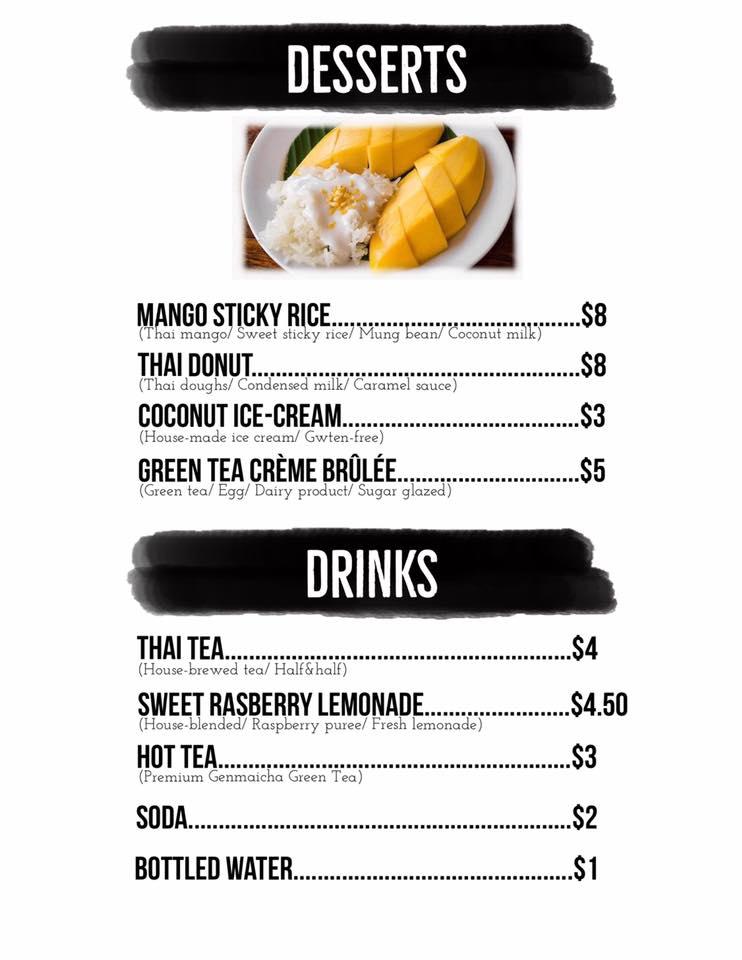 Menu at Chai Tip's Thai & Chinese restaurant, North Las Vegas