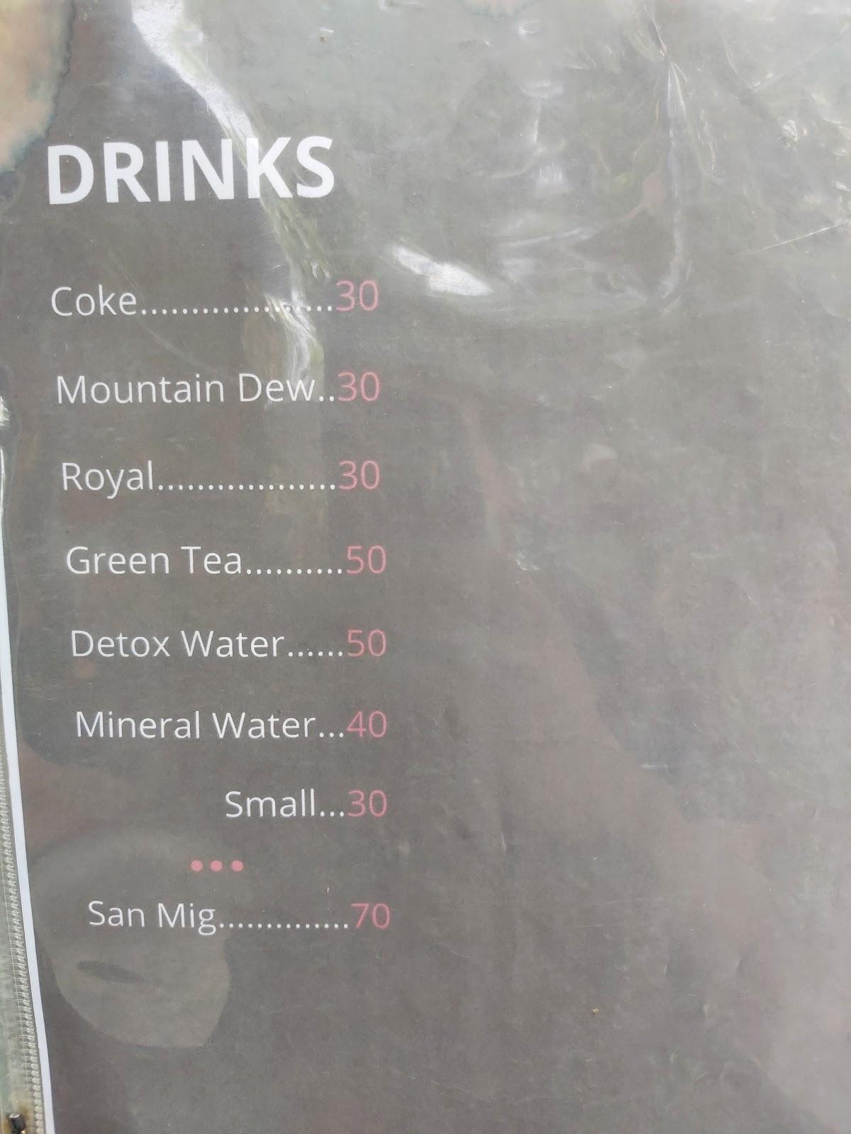 Carta del restaurante Ichirin Sha, Batangas