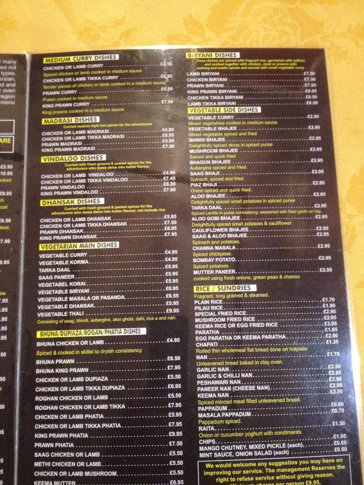 Menu at Indian Palace Restaurant, Feltham, 414 Staines Rd