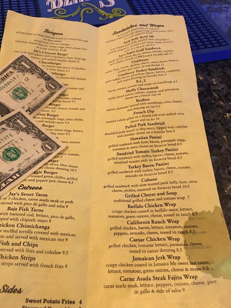 Menu at Jay's Bar and Grill, Happy Valley