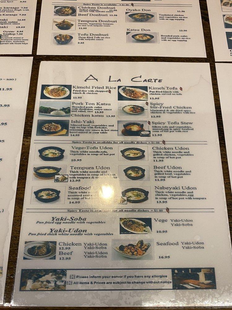 Menu at Kami Strawberry Hill Japanese Restaurant, Surrey, 72 Ave #122