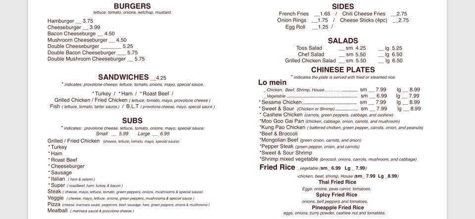 Menu at Penny's Restaurant, Oakboro