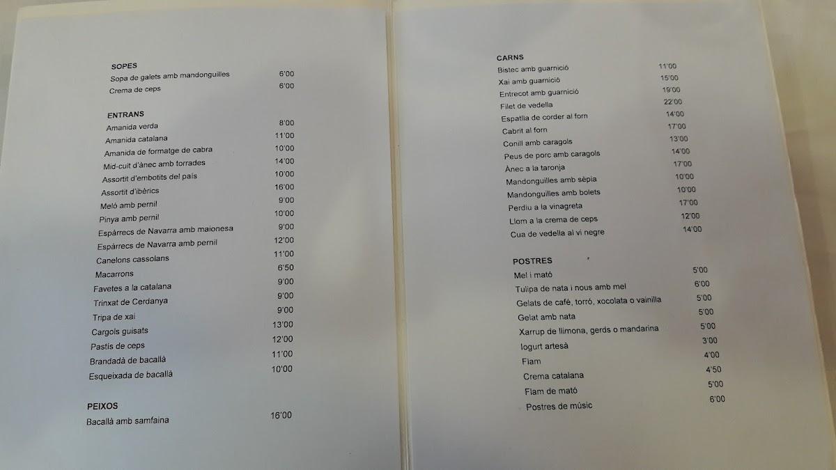 Carta de Restaurant Dolcet, Alàs