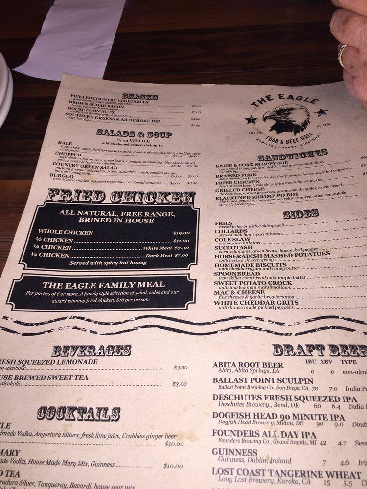 Menu at The Eagle restaurant, Columbus, 790 N High St