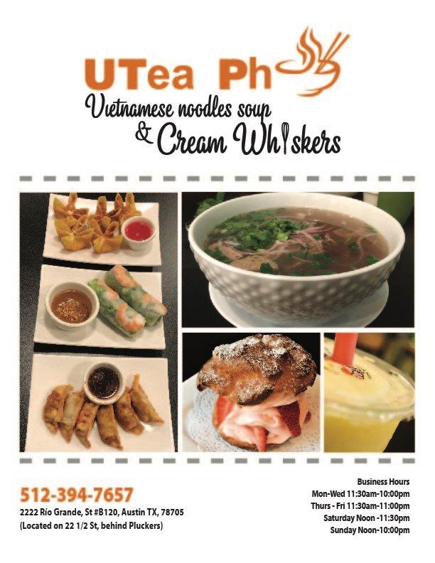 Menu at UTea Pho pub & bar, Austin